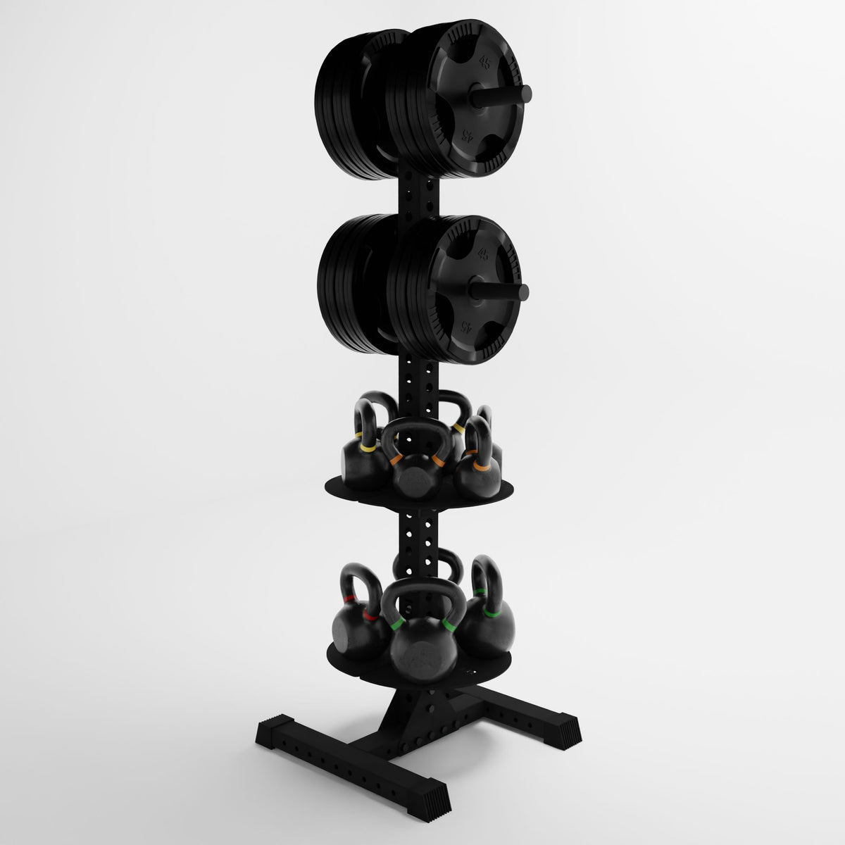 Vertical Plate & Kettlebell Storage Rack | Synergy Custom Fitness