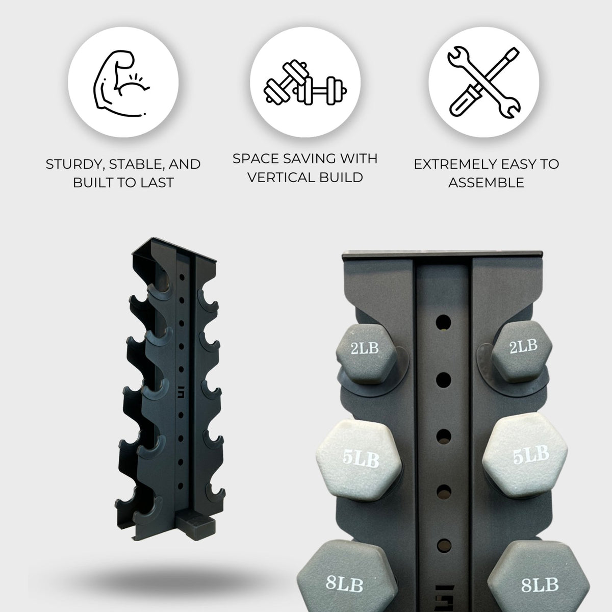 Small 5-Tier Vertical Dumbbell Rack | Synergy Custom Fitness